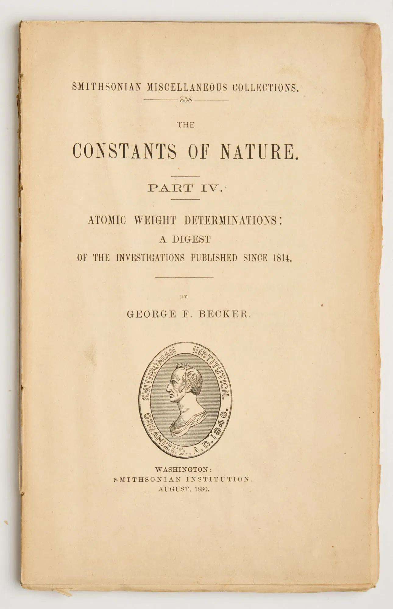 The Constants of Nature. Part IV. Atomic Weight Determinations: A ...